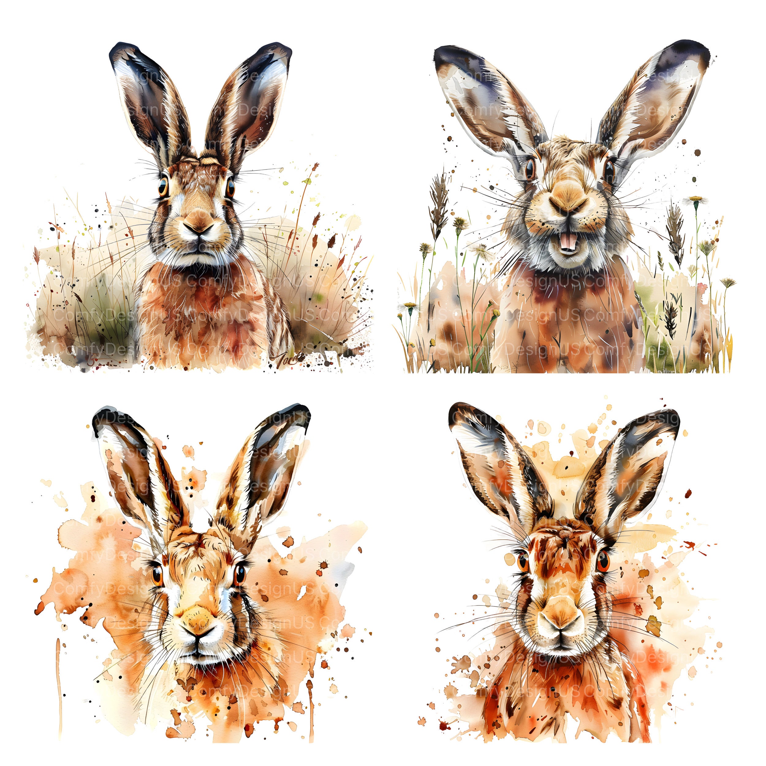 Surprised Hare Clipart, Amazed Rabbit, Cute Rabbit, Printable ...