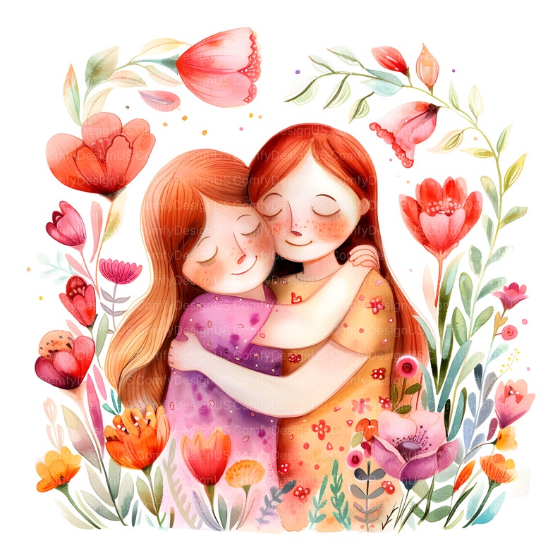 12 Mother and Daughter Clipart, Mother's Day Card, Mother Day ...