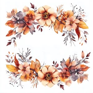 14 Watercolor Fall Flower Border Clipart, Autumn Flowers, High Quality ...