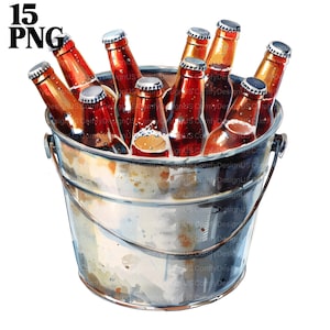 15 Beer Clipart, Beer Bucket, Bar Friends, Printable Watercolor Clipart ...