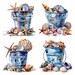 Seashells in a Bucket Clipart Bundle, Summer Sea Art, Bucket Clipart ...