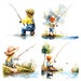 15 Kid Fishing Clipart, Fisherman Clipart, Fish Clipart, Printable ...