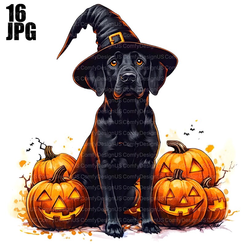 16 Halloween Black Labrador Clipart, Cute Halloween Dog, High Quality ...