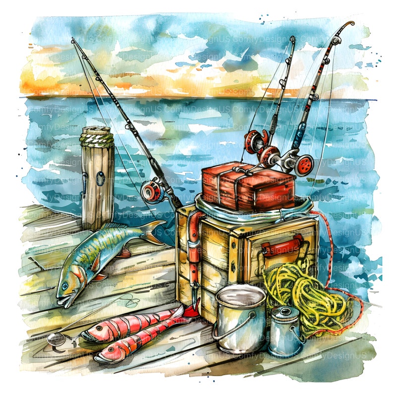 15 Fishing Rod Clipart, Fishing Dock, Fishing Clipart, Summer Clipart ...