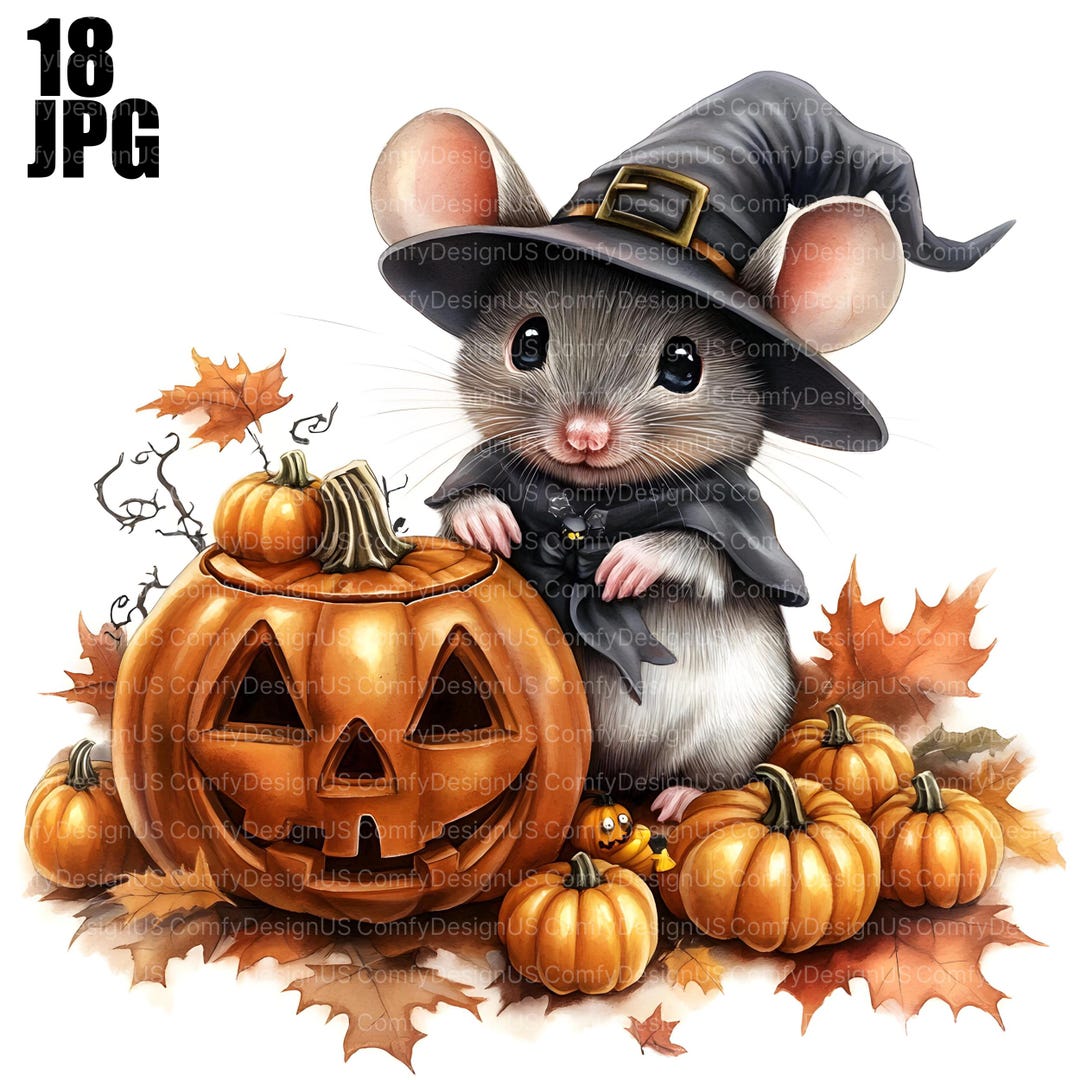 18 Cute Halloween Mouse Clipart, Halloween Clipart, High Quality Jpgs ...