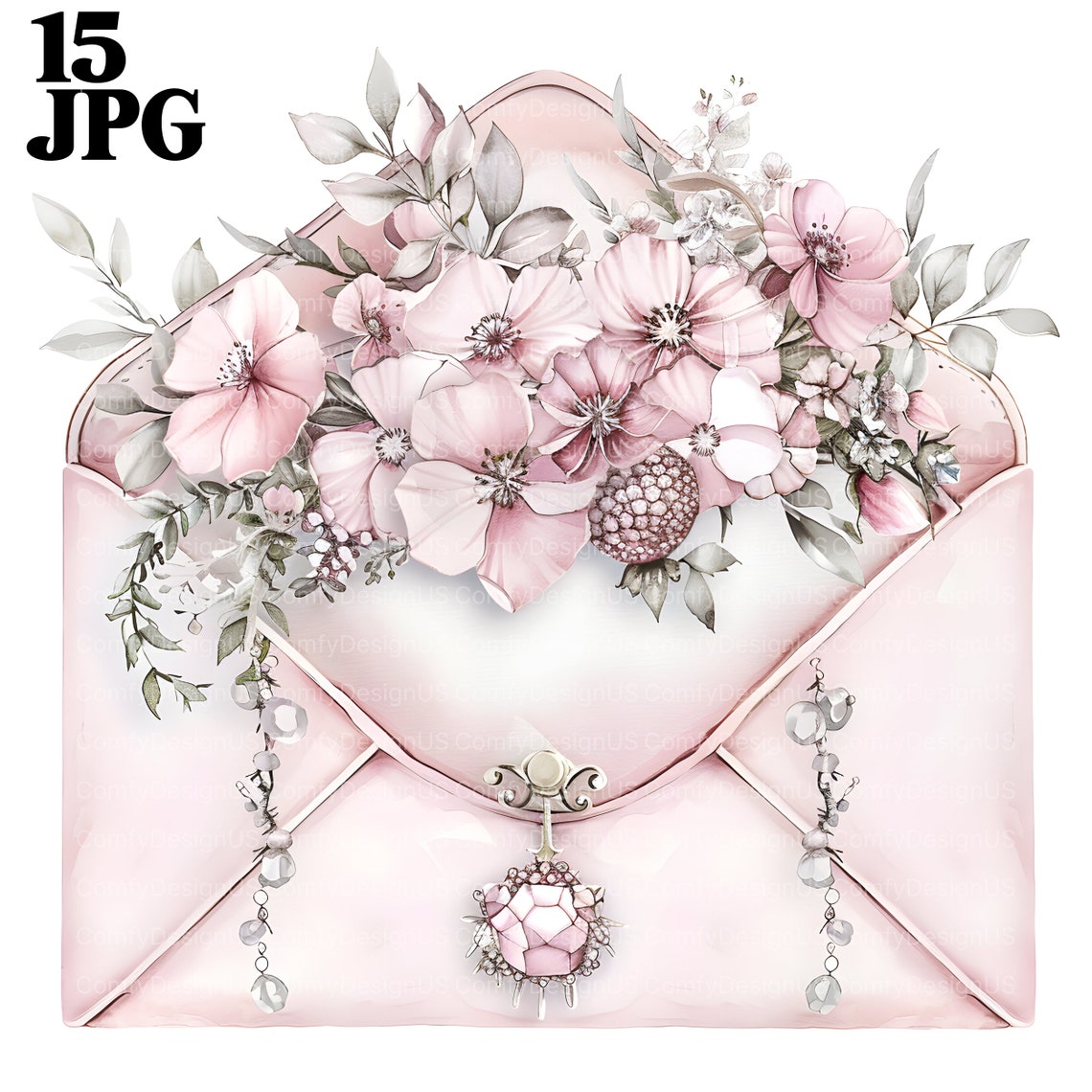 15 Vintage Floral Envelope Clipart, Shabby Chic, Vintage Envelope ...