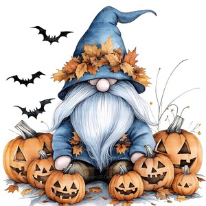 16 Halloween Gnome With Pumpkins Clipart, Gnome Clipart, High Quality ...