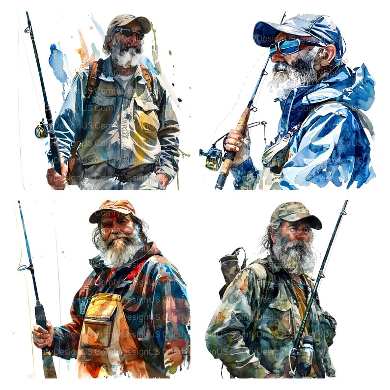 15 Fisherman Clipart, Fishing Rod Clipart, Fishing Clipart, Printable ...