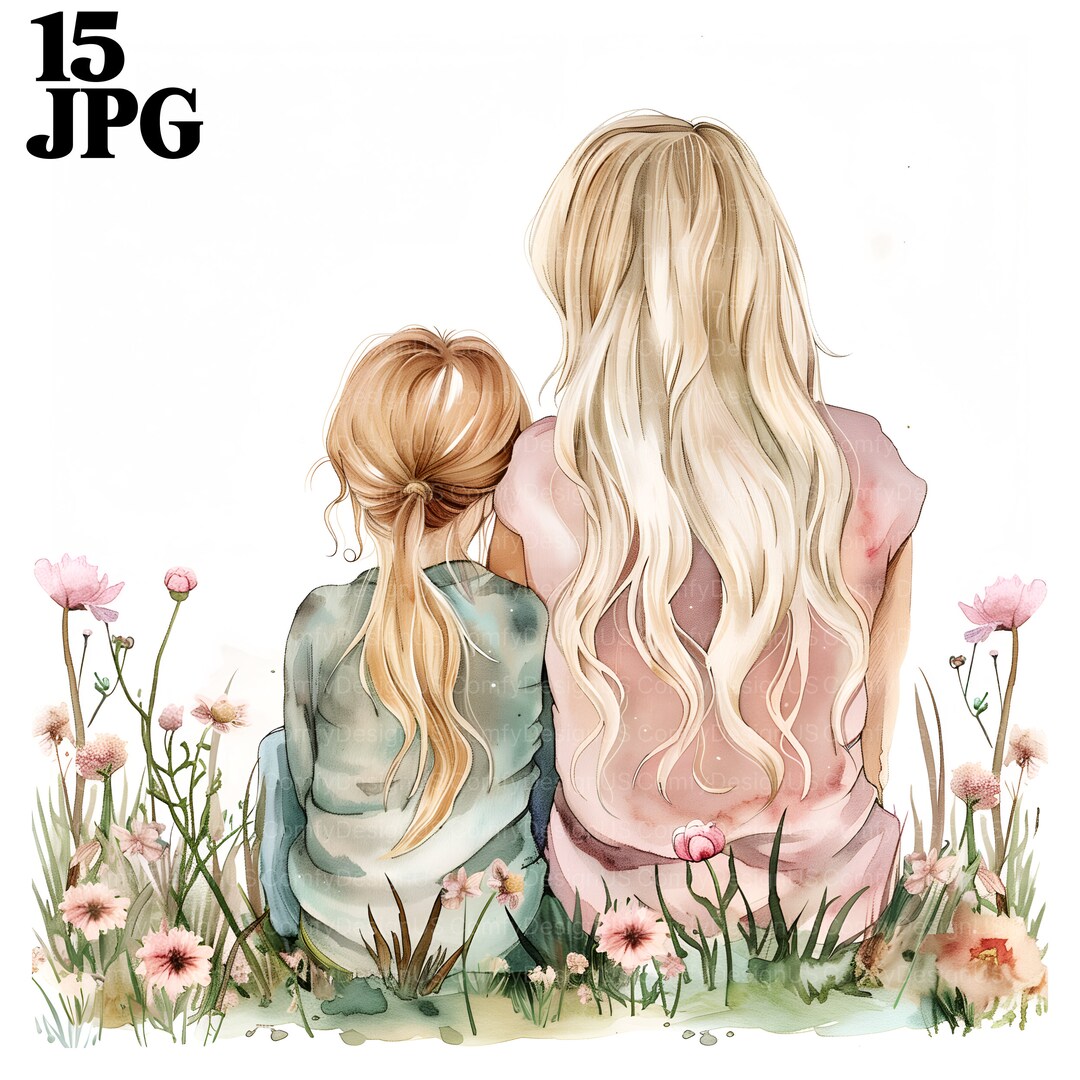 15 Watercolor Mother's Day Clipart, A Day With Mom, Mom Clipart, Mama ...