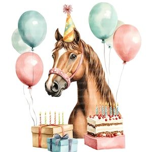 20 Horse Birthday Clipart, Birthday Horse Clipart Bundle, High Quality ...