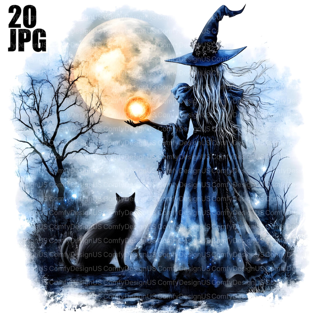 20 Halloween Witch Clipart, Watercolor Witch, Halloween Clipart ...