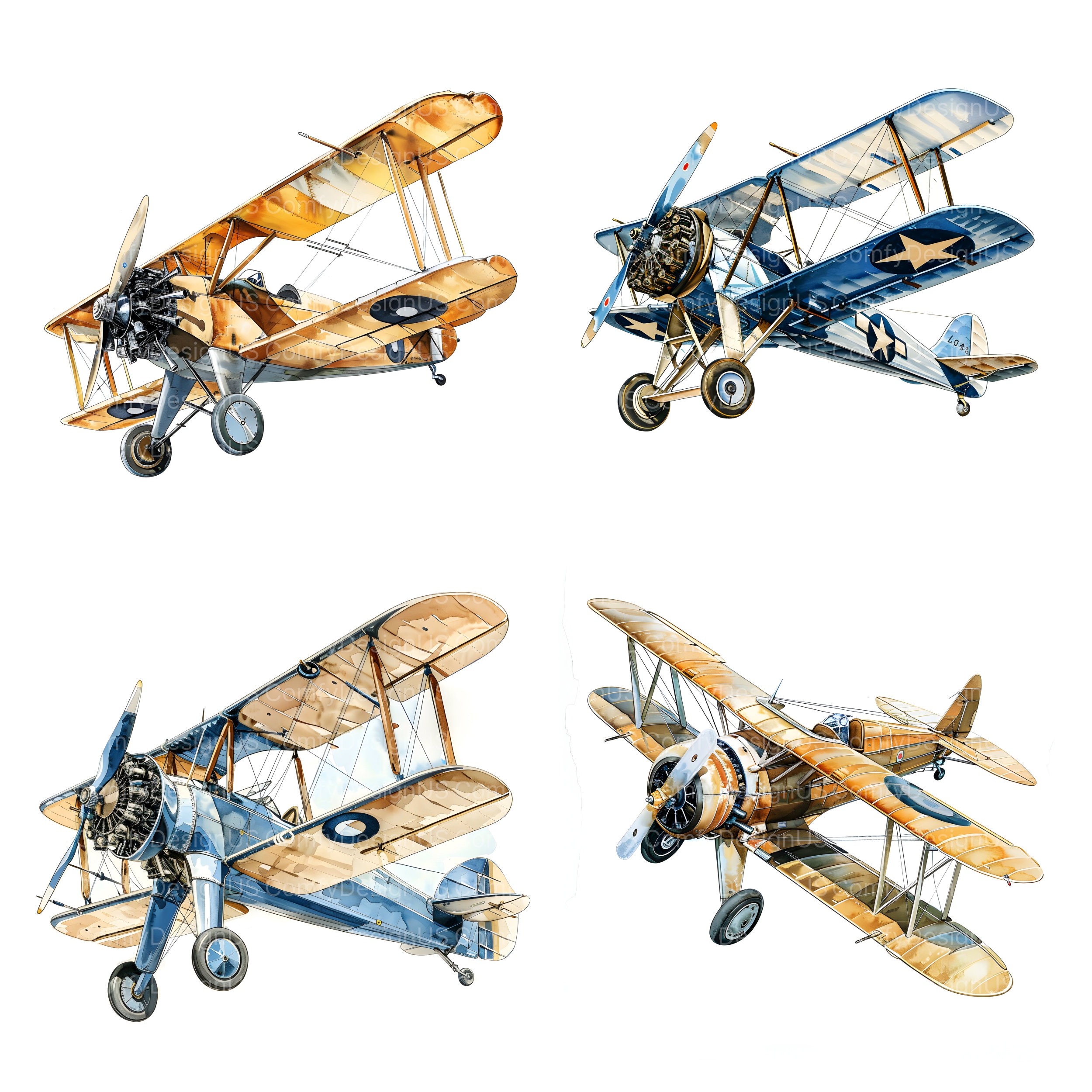 15 Vintage Planes Clipart, Retro Plane, Antique Plane, Printable ...