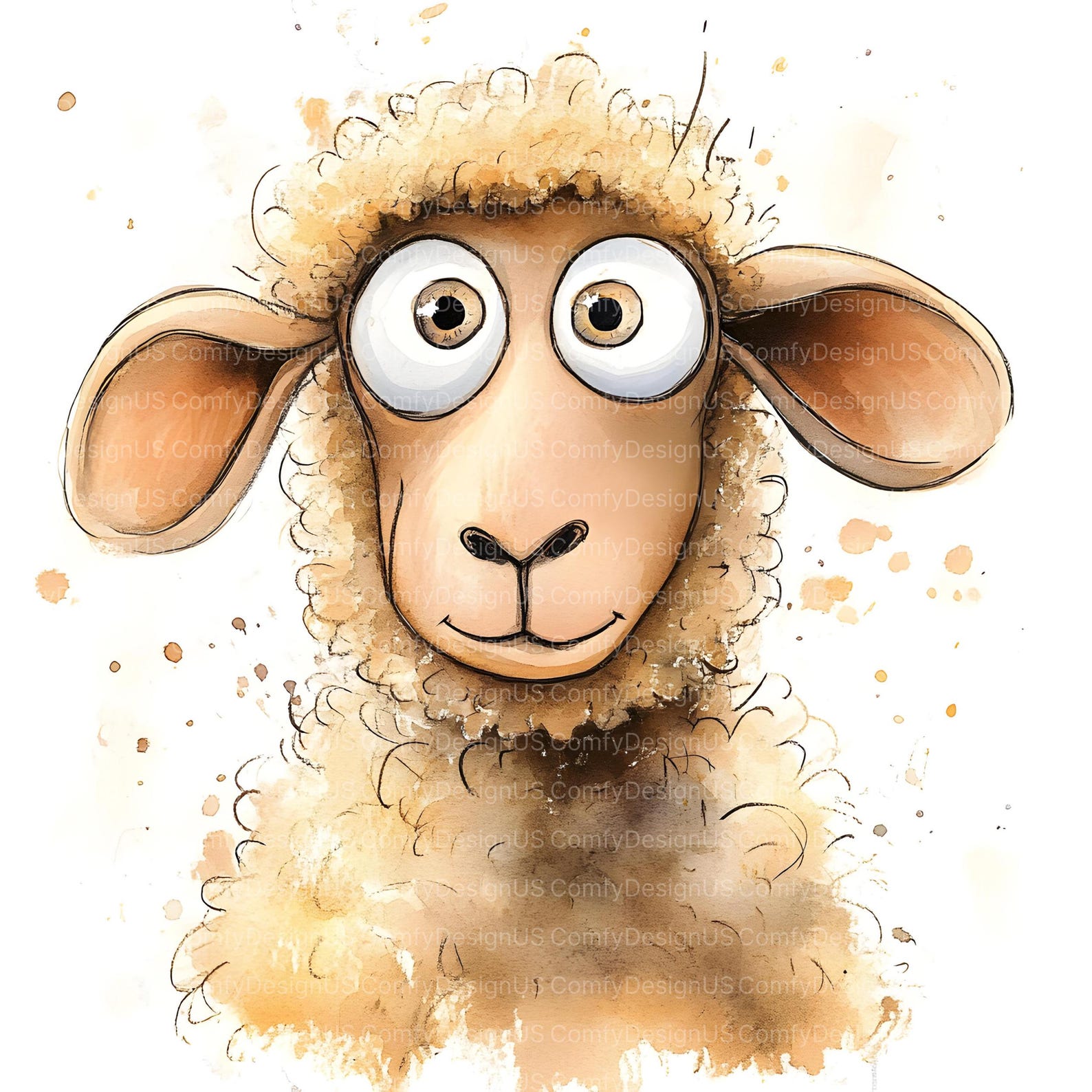 20 Funny Sheep Clipart, Quirky Sheep, Watercolor Sheep, High Quality ...