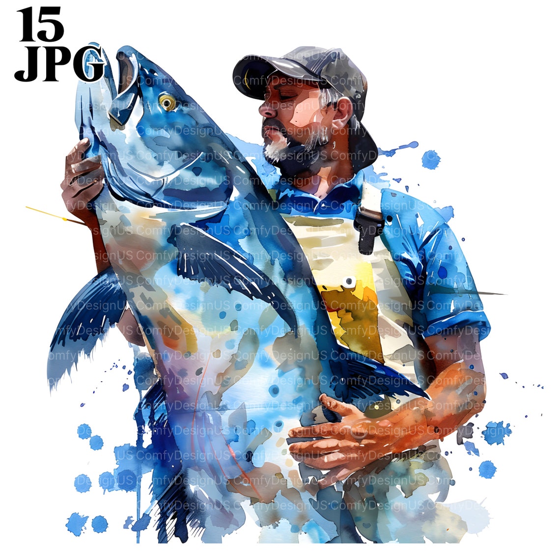 15 Fisherman Clipart, Fishing Clipart, Angler, Fish Clipart, Printable ...