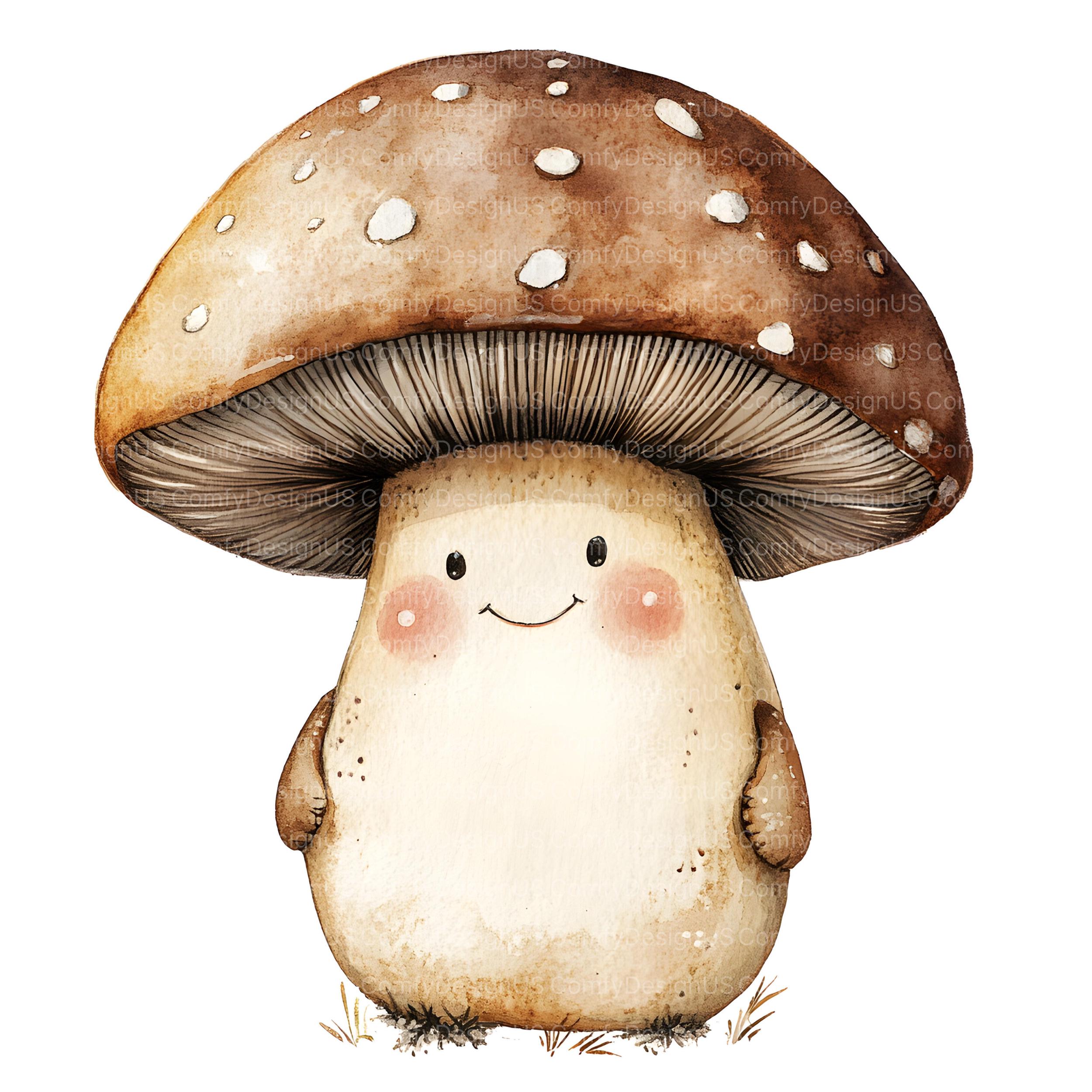 Cute Mushroom Clipart, 12 High Quality Jpgs, Funny Mushroom, Fungi ...