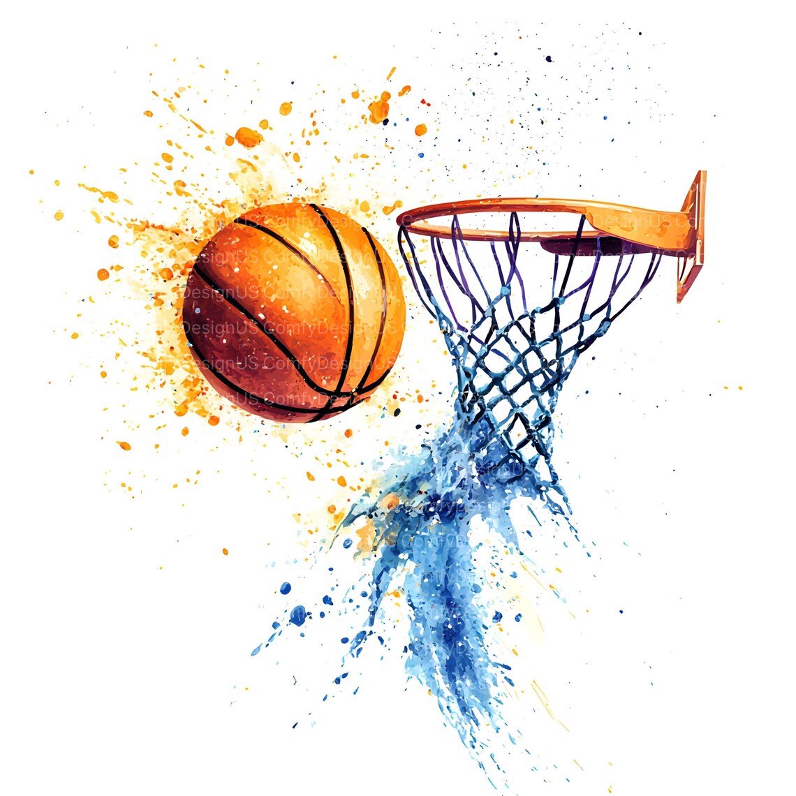 20 Watercolor Basketball Clipart, Sports Basketball, Printable ...