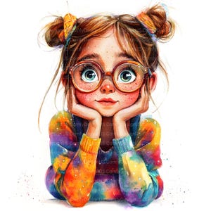 20 Watercolor Cute Little Girl Clipart, High Quality Jpgs, Watercolor ...