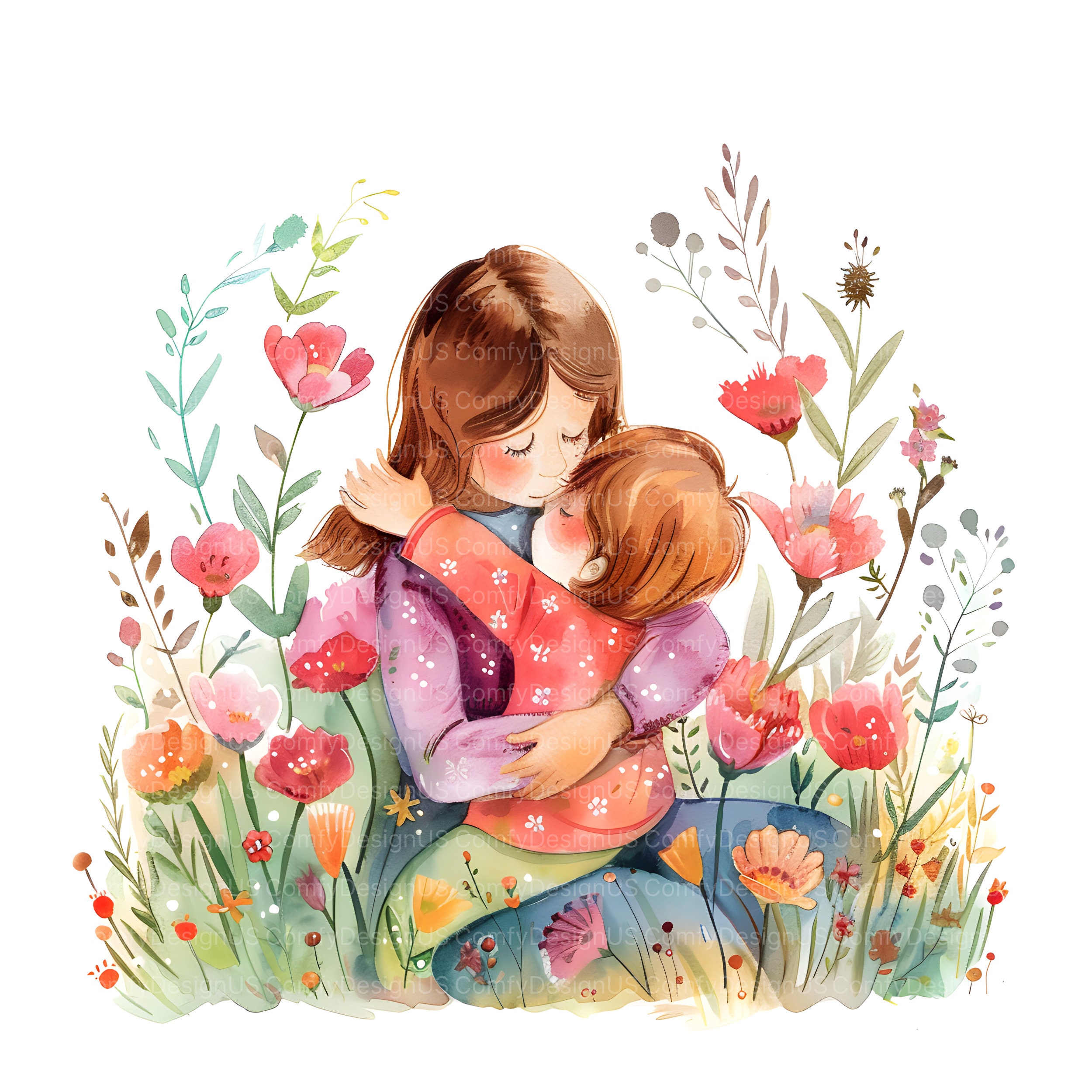12 Mother and Daughter Clipart, Mother's Day Card, Mother Day ...
