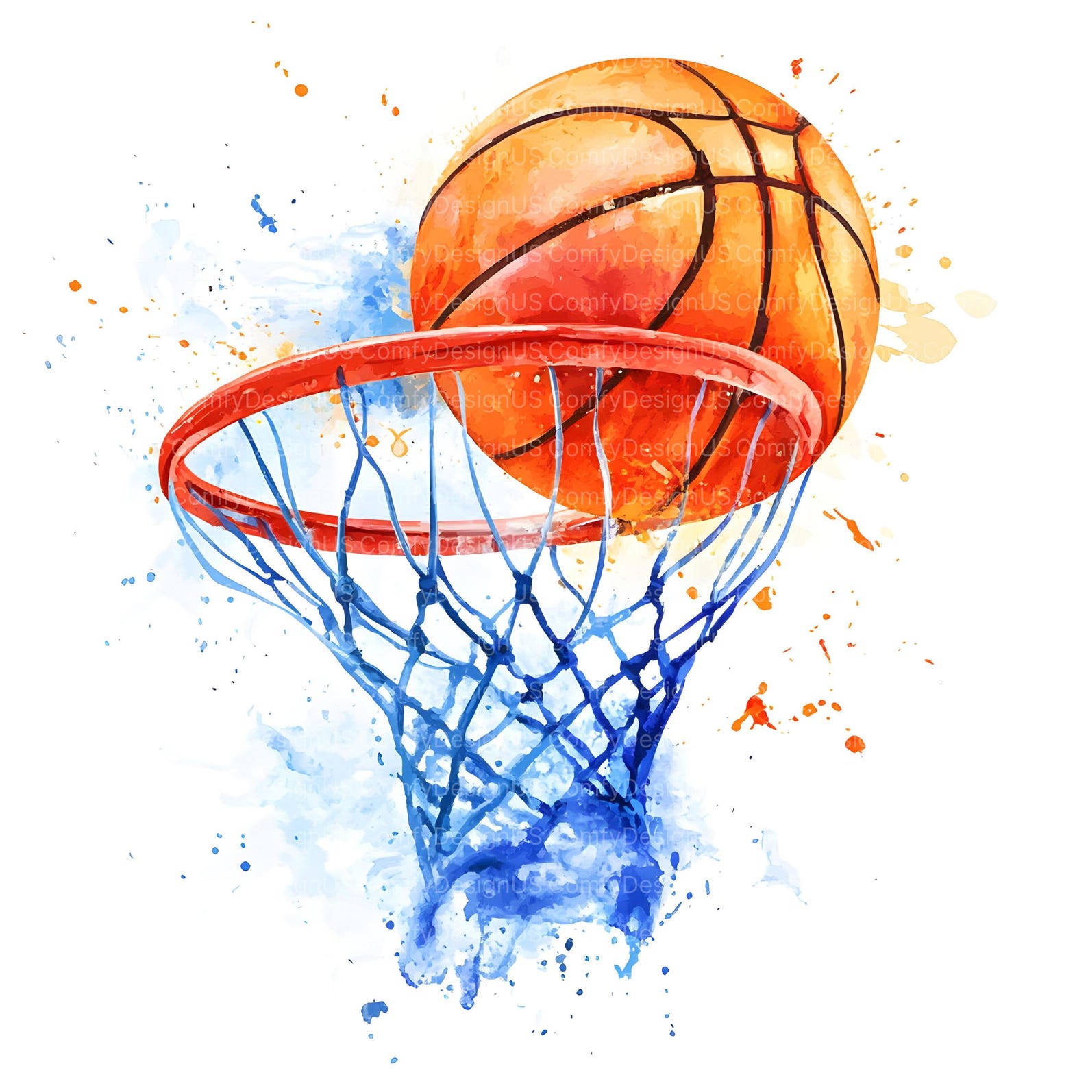 20 Watercolor Basketball Clipart, Sports Basketball, Printable ...