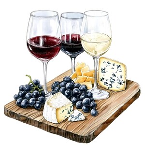 18 Wine and Cheese Board Clipart, Wine Glass Clipart, High Quality Jpgs ...