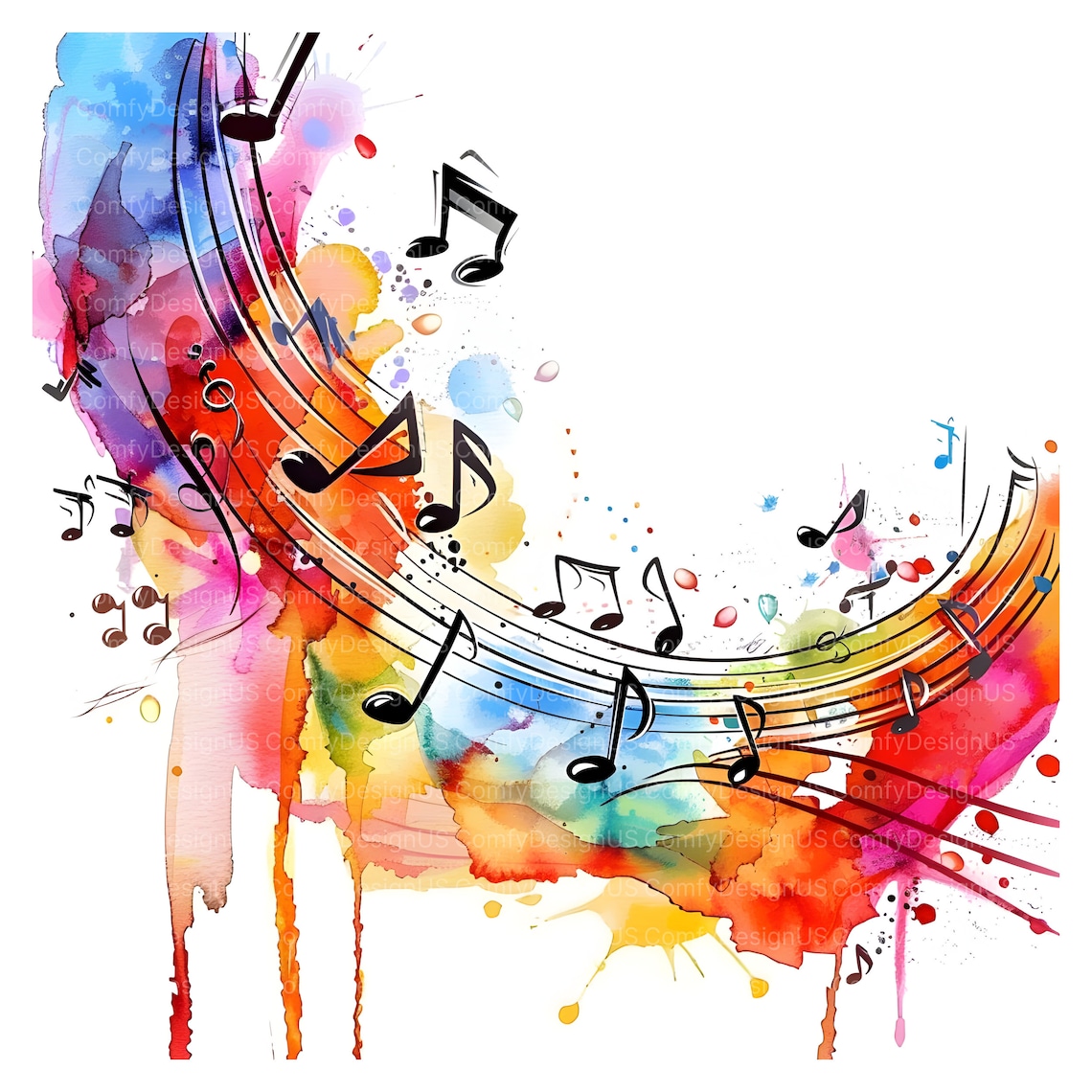 15 Music Notes Clipart, Music Wall Art, Melodic Music Note, Printable ...