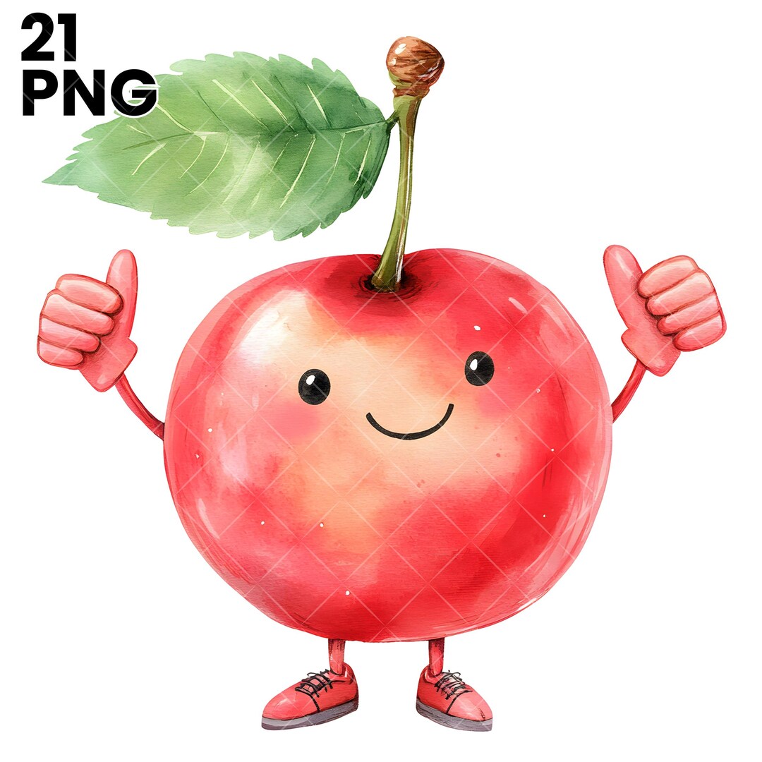 Cute Cherry Clipart Bundle, Cherry PNG, Cherry Sublimation, Fruit ...