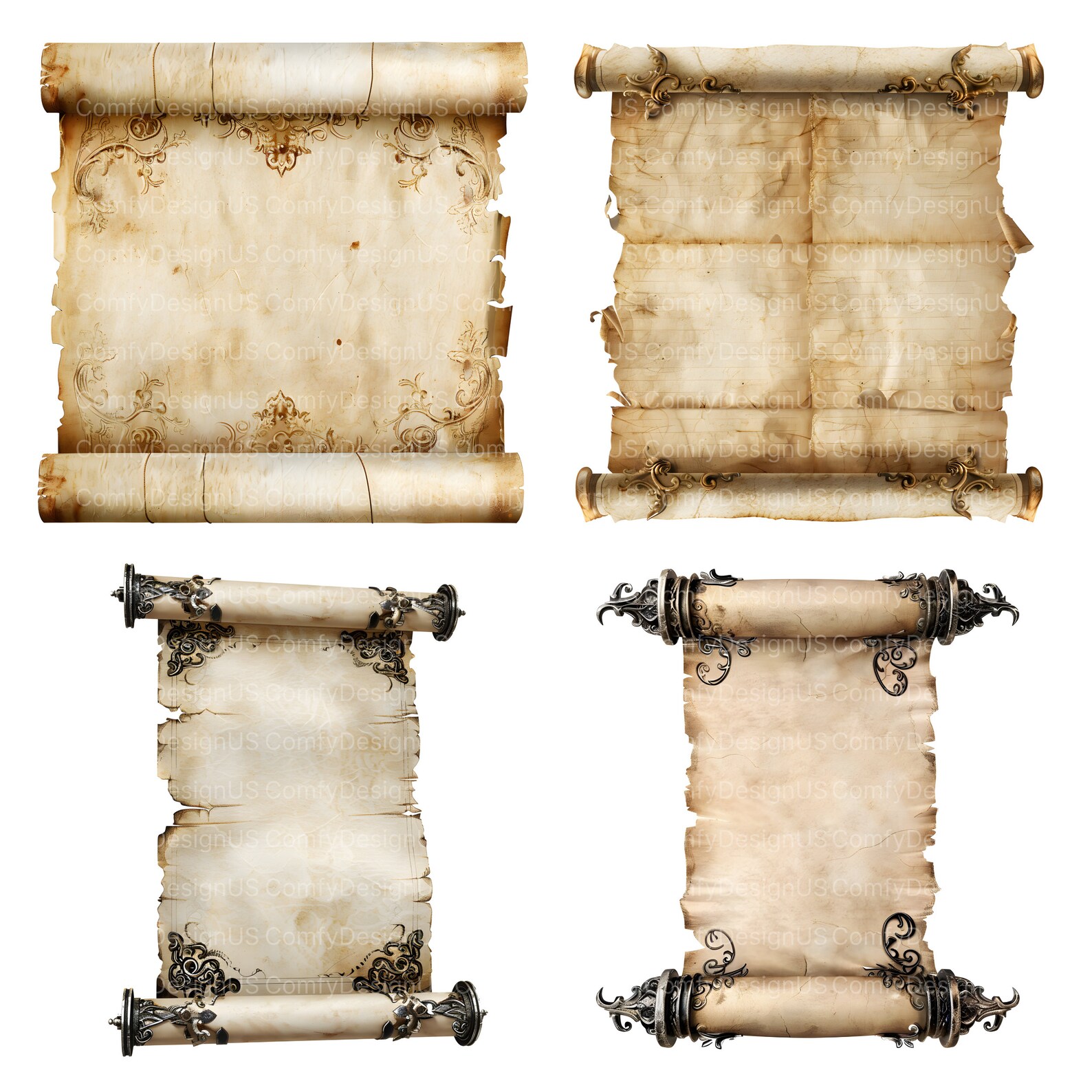 15 Medieval Scroll Clipart, Vintage Scroll, Scroll Graphic, Open Scroll ...