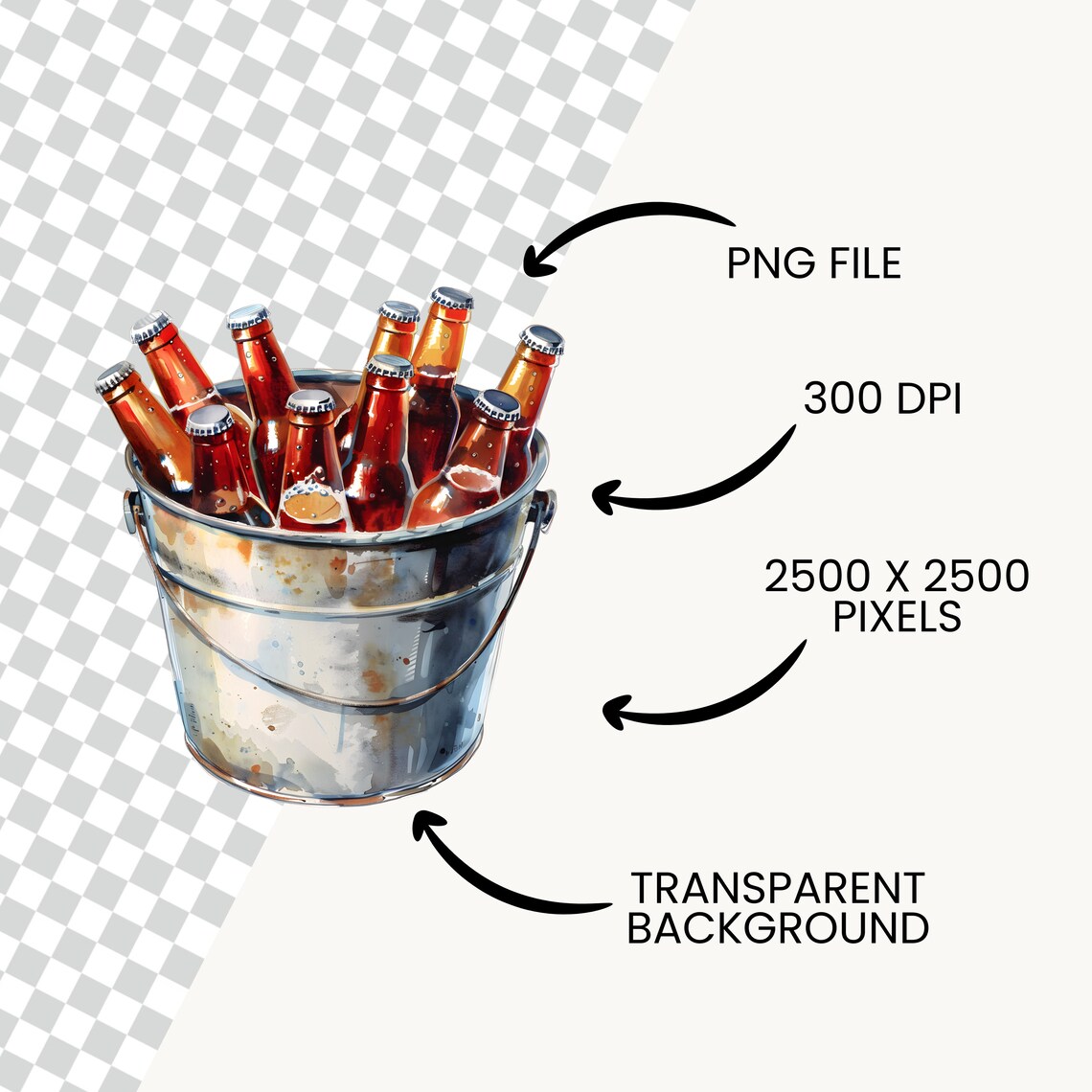 15 Beer Clipart, Beer Bucket, Bar Friends, Printable Watercolor Clipart ...