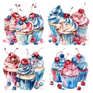15 Cupcake Clipart, 4th of July Cupcakes, Fourth of July Clipart ...