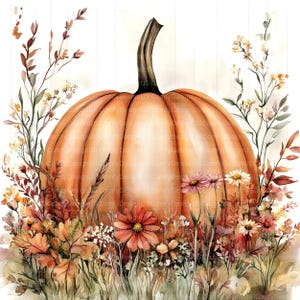 19 Floral Pumpkin Clipart, Boho Fall Wildflower, Fall Season Clipart ...