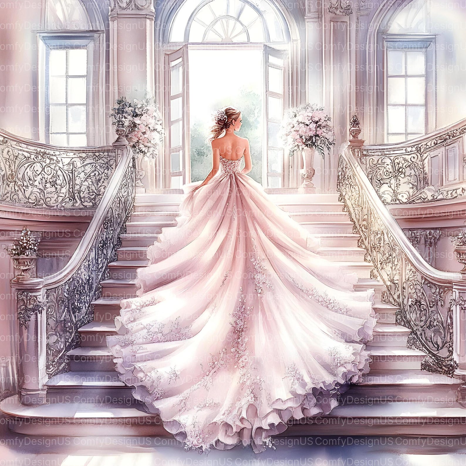 20 Bride on Stairs Clip Art, Bride Clipart, Wedding Clipart, Ceremony ...