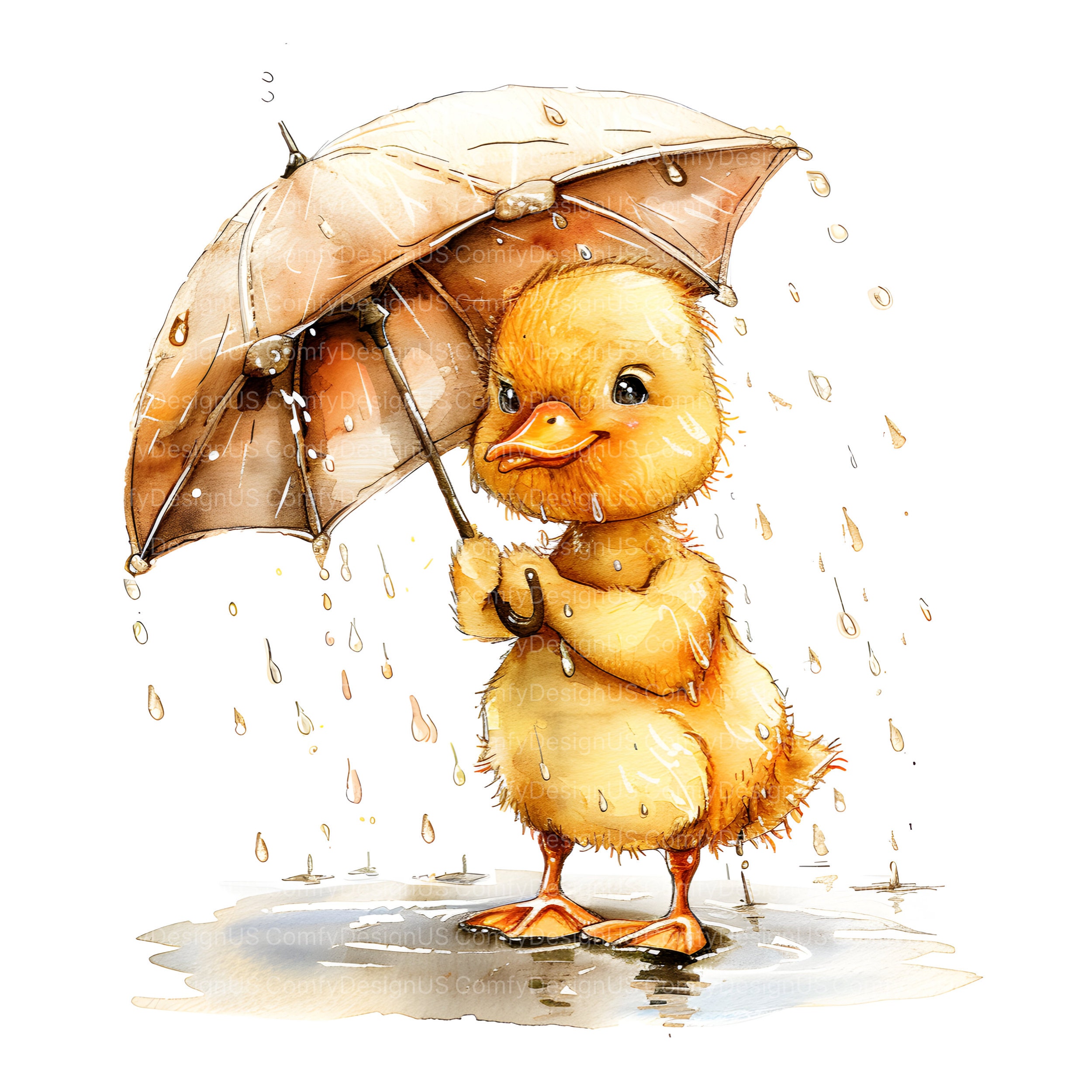 15 Duckling in Rain Clipart, Rainy Day Duck, Duck Rain Clipart ...