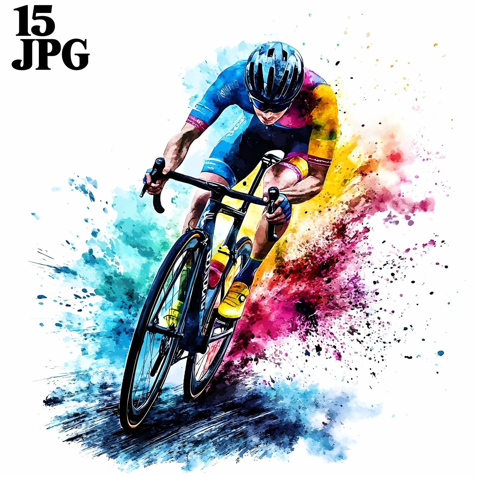 15 Cycling Clipart, Road Cycling Print, Cycling Sport, Printable ...