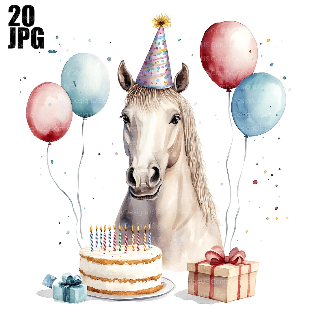20 Horse Birthday Clipart, Birthday Horse Clipart Bundle, High Quality ...