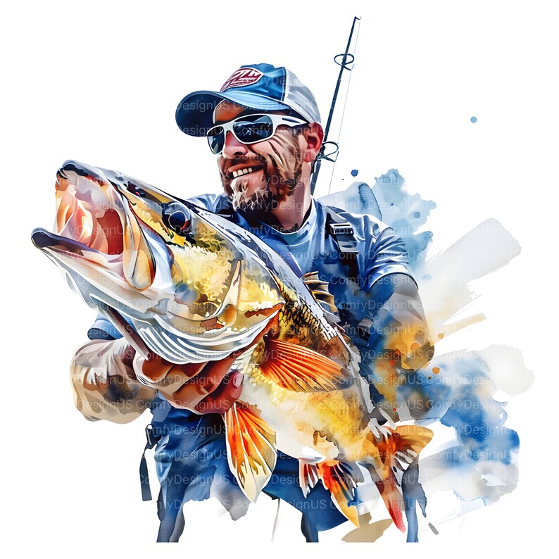 15 Fisherman Clipart, Fishing Clipart, Angler, Fish Clipart, Printable ...