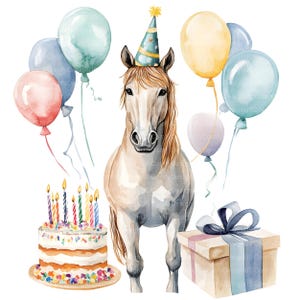20 Horse Birthday Clipart, Birthday Horse Clipart Bundle, High Quality ...