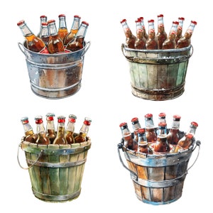 15 Beer Clipart, Beer Bucket, Bar Friends, Printable Watercolor Clipart ...