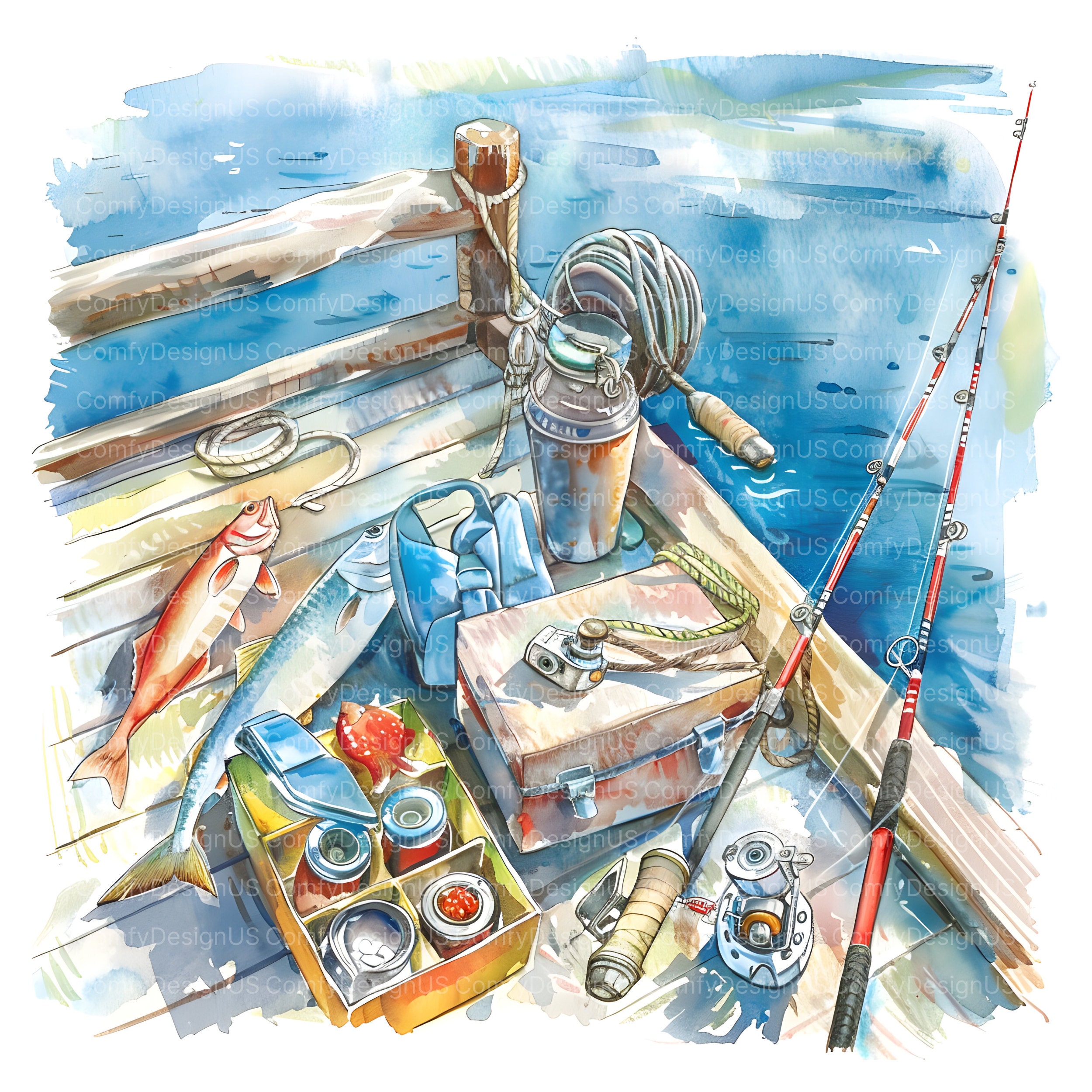 15 Fishing Rod Clipart, Fishing Dock, Fishing Clipart, Summer Clipart ...