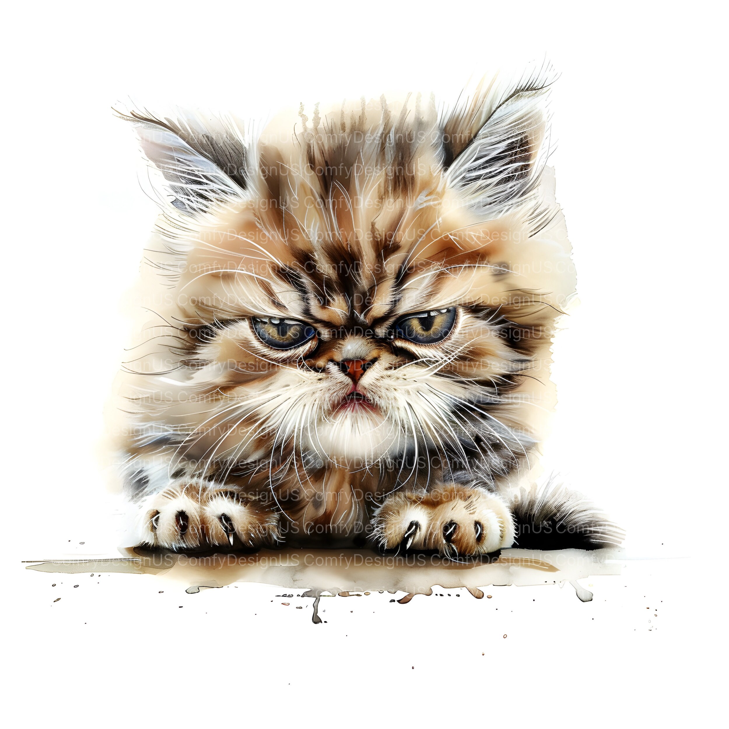 15 Grumpy Sad Kitten Clipart, Cat Clipart, Hissy Cat Image, Printable ...