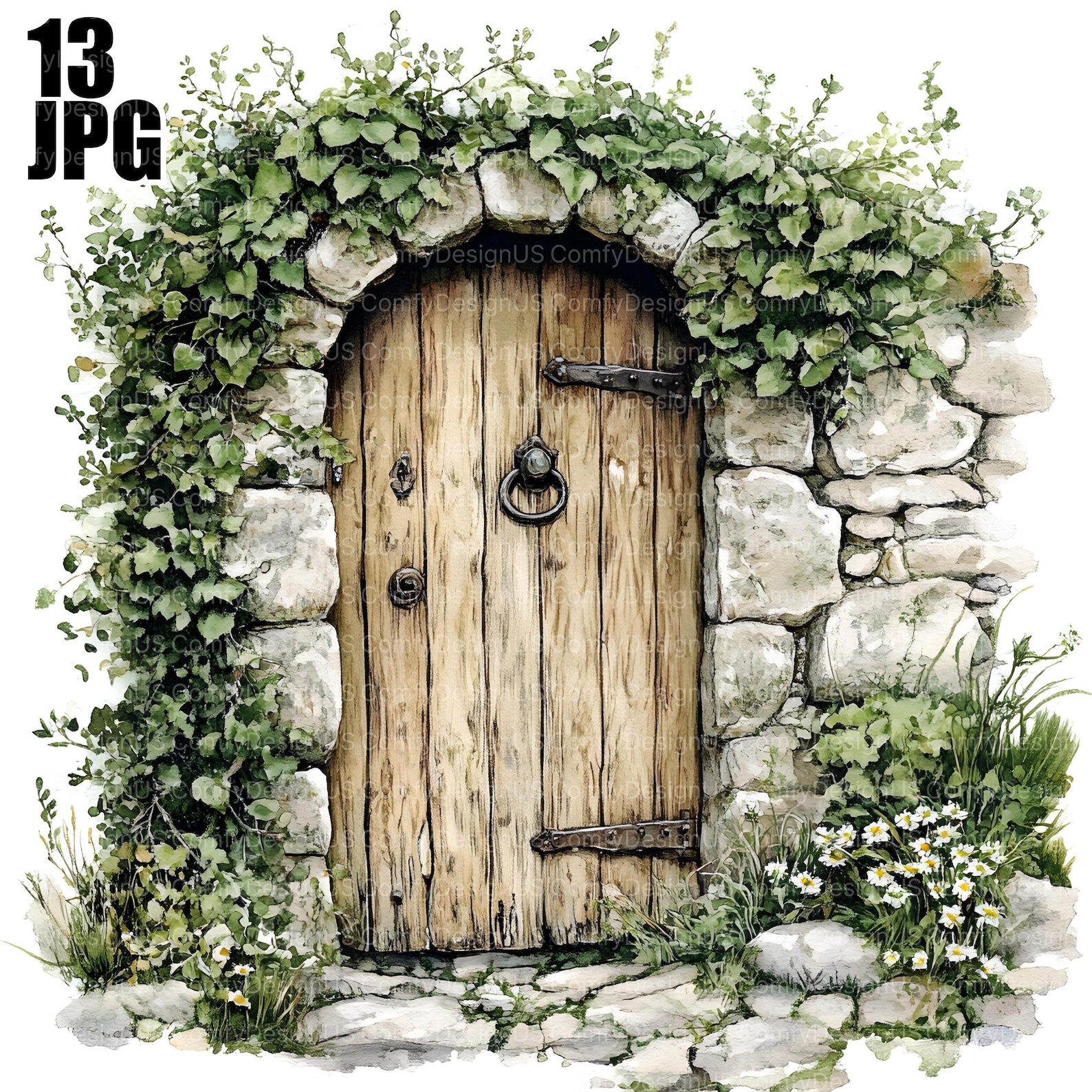 13 Old Wood Door to Stone House Clipart, Wood Door Clipart, Stone ...
