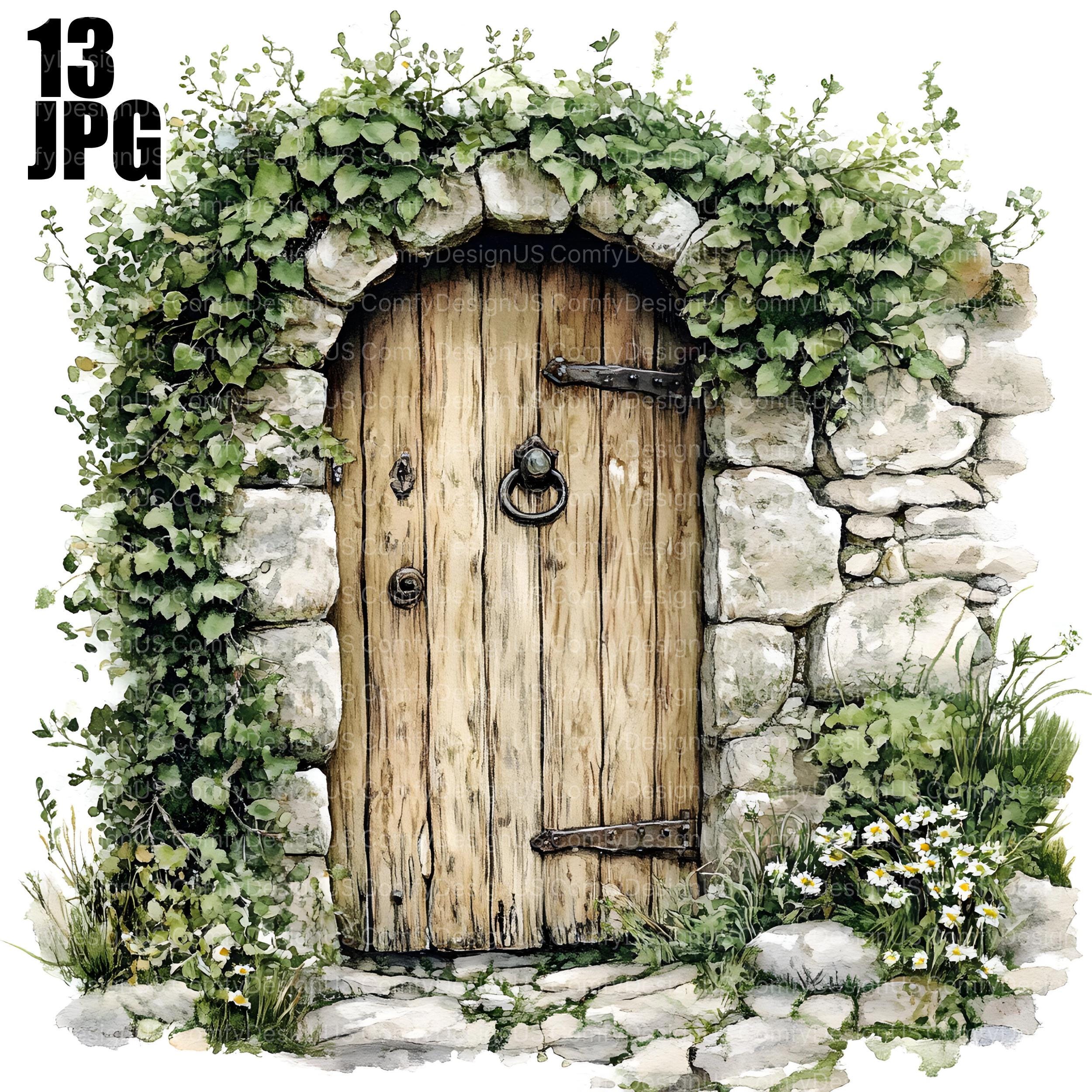 13 Old Wood Door to Stone House Clipart, Wood Door Clipart, Stone ...