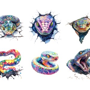 30 Snake Clipart, Snake PNG, Realistic 3D Snake Clipart Bundle, Snake ...