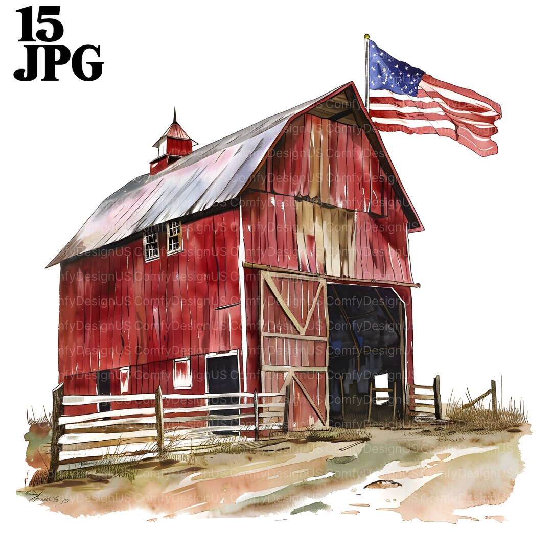 15 Farm Barn Clipart, Farm Barns, Farming Barn, Printable Watercolor ...