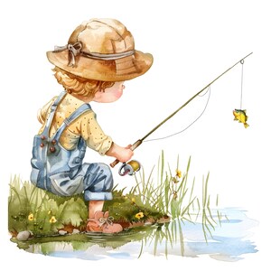 15 Kid Fishing Clipart, Fisherman Clipart, Fish Clipart, Printable ...