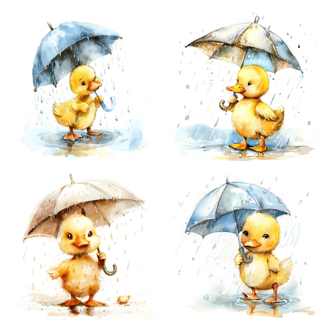 15 Duckling in Rain Clipart, Rainy Day Duck, Duck Rain Clipart ...