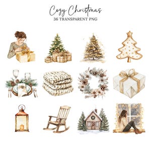 Neutral Christmas Clipart, Christmas Clipart, Winter Clipart, Cozy ...