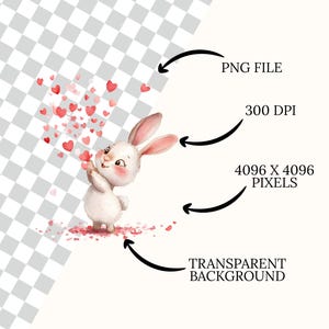 Valentines Bunny Clipart Bundle, Valentines Clipart, Valentines PNG ...