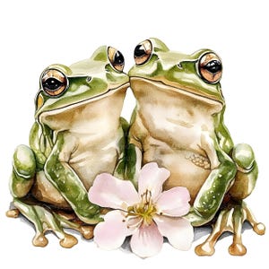 14 Frogs Friends Clipart, Frogs Hugging Clipart, Toad Clipart, Green ...