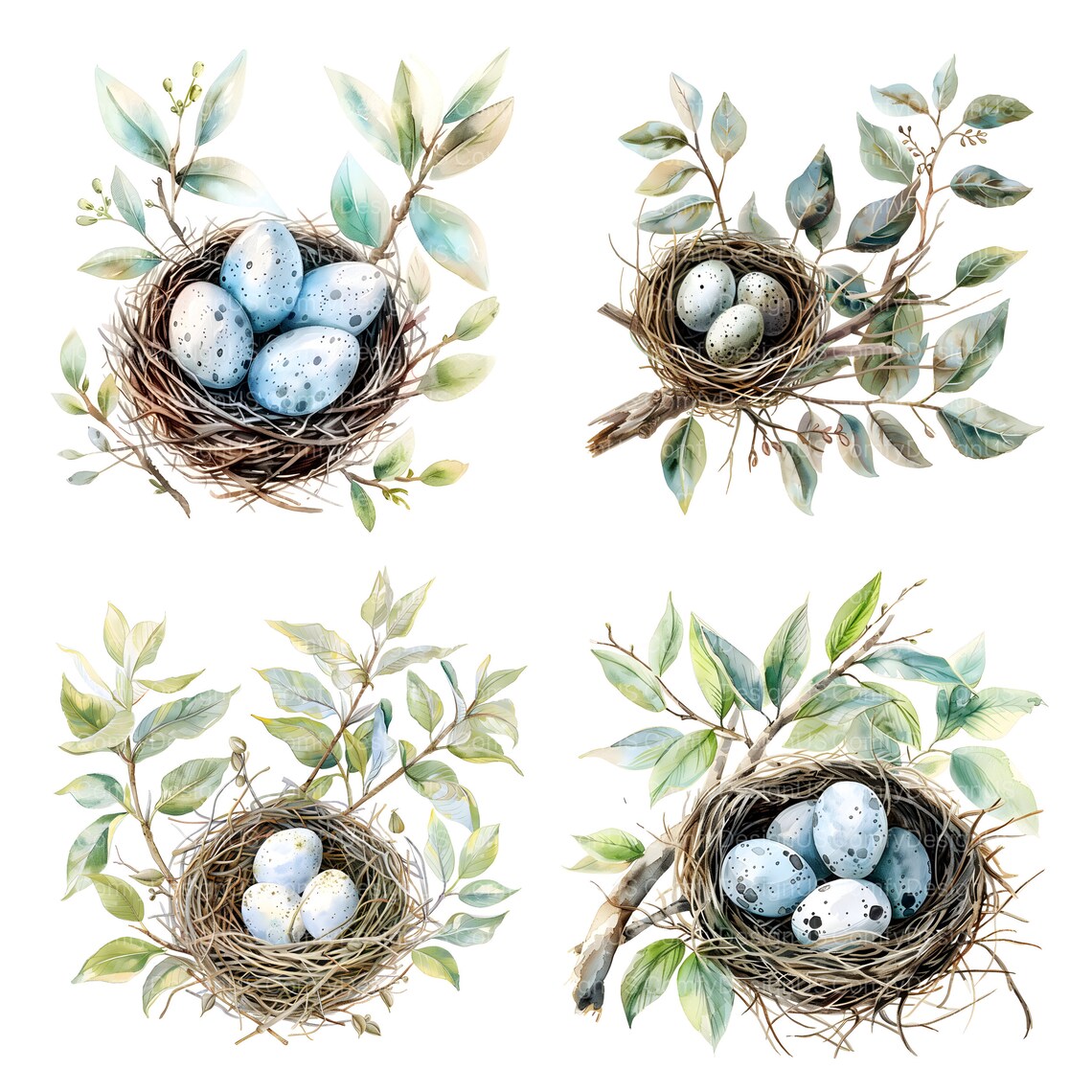 15 Bird Nest Clipart, Decorative Nest, Bird Eggs Clipart, Printable ...