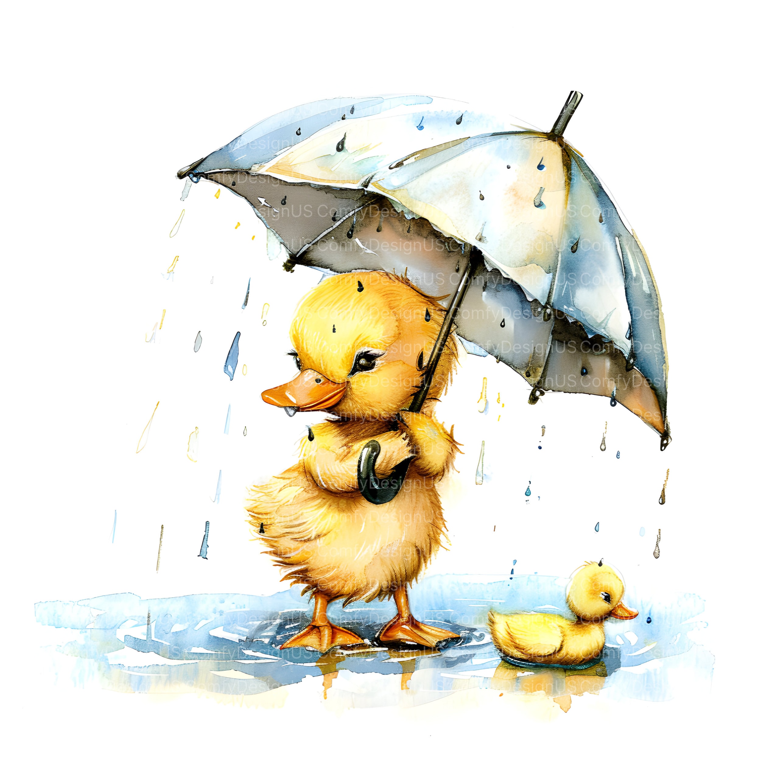 15 Duckling in Rain Clipart, Rainy Day Duck, Duck Rain Clipart ...